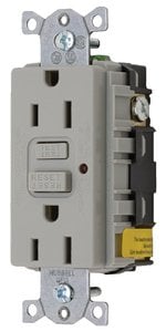 Hubbell - GFCI Duplex Receptacle w/Cover Plate, Gray - GFRST52MGY – PartsVu