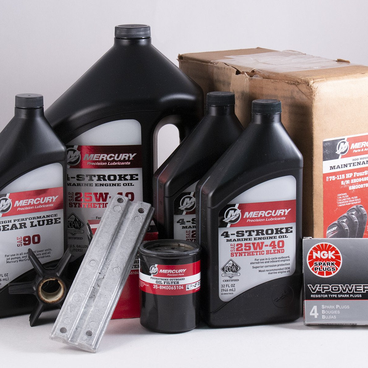 Mercury 300 Hour Service Kit 8M0097855 75-115HP 25W-40 Syn Blend – PartsVu