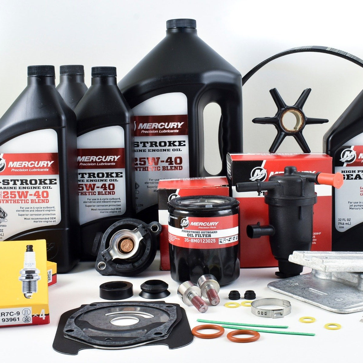 Mercury V8 (4.6L) Four Stroke 300 Hour Service Kit 25W-40 Synthetic Bl ...