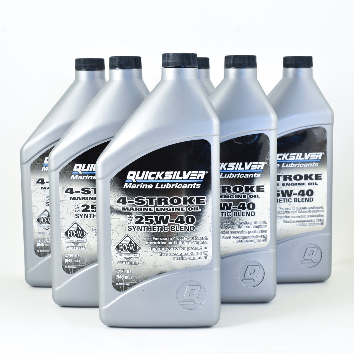Quicksilver 25W-40 Synthetic Blend Marine Oil 6-Pack 92-8M0078622 – PartsVu