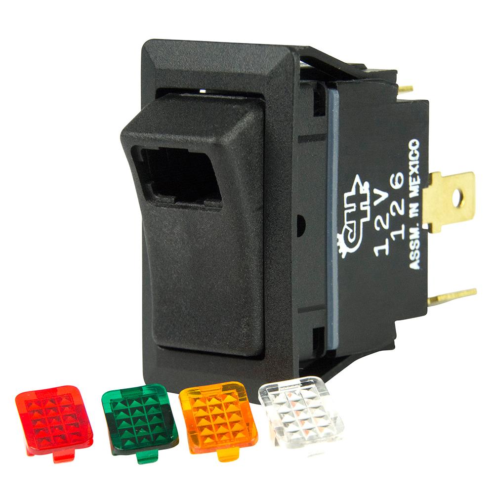 BEP SPST Rocker Switch - 1-LED w/4-Colored Covers - 12V/24V - ON/OFF ...