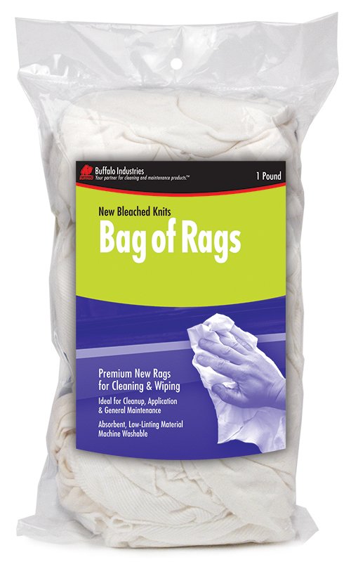 Buffalo Industries - Buffalo New Bleached Knit Rags - 1 Pound Bag - 60 ...
